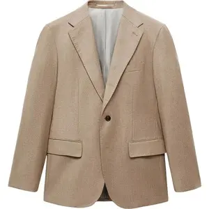 Mango Slim Fit Virgin Wool Suit Blazer - Medium Brown
