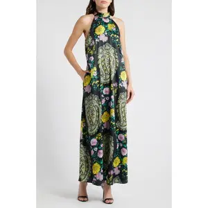 Kobi Halperin Genesis Halter Maxi Dress - Black Multi
