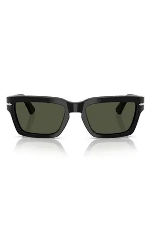 Persol 55mm Rectangle Sunglasses - Black
