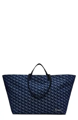 Desigual Arco Logo Denim Shopper Tote - Blue