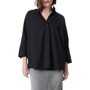 DO BY DEE OCLEPPO Three-quarter Sleeve Popover Top - Black