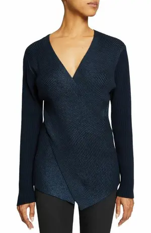 Santorelli Stacy Crossover V-neck Sweater
