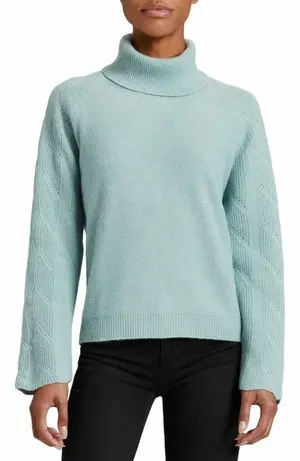 Santorelli Dana Cowl Neck Bell Sleeve Sweater