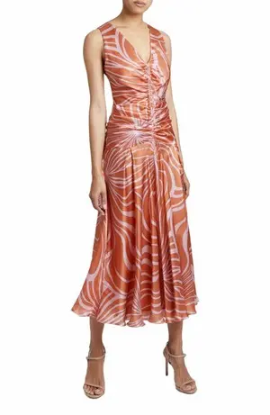 Santorelli Eden Swirl Print Midi Dress