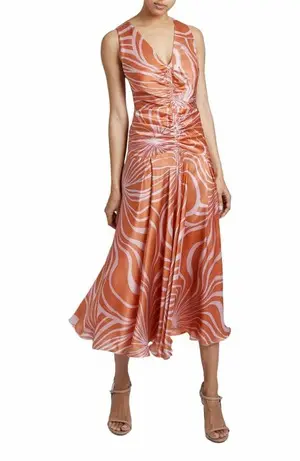 Santorelli Eden Swirl Print Midi Dress