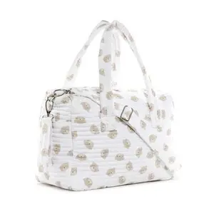 TRVL DESIGN Quilted Teddy Bear Stroller Bag - White