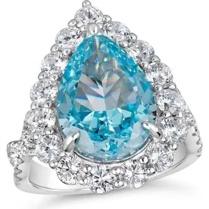 ANNA ZUCKERMAN Gia Pear-shaped Cocktail Ring - Aquamarine Crystalline