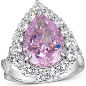 ANNA ZUCKERMAN Anna Zuckerman Gia Pear-Shaped Cocktail Ring Argyle Pink Crystalline