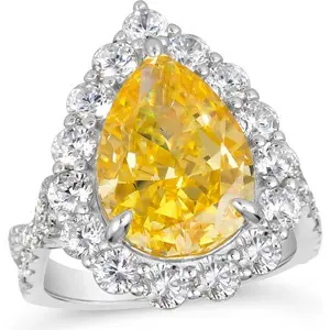 ANNA ZUCKERMAN Anna Zuckerman Gia Pear-Shaped Cocktail Ring Canary Yellow Crystalline