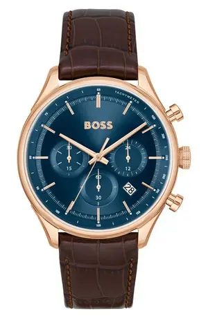 BOSS Gregor Chronograph Strap Watch - Blue Sunray