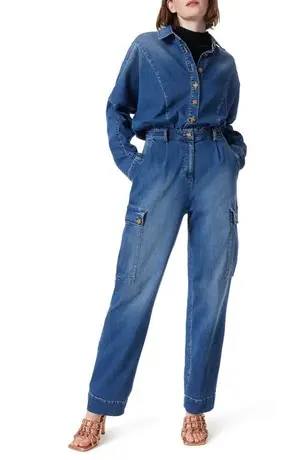 DO BY DEE OCLEPPO Denim Cargo Jumpsuit - Link Blue Denim