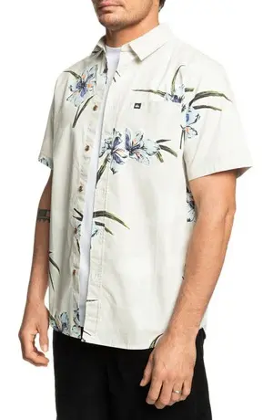 Quiksilver Apero Floral Short Sleeve Stretch Cotton Button-up Shirt