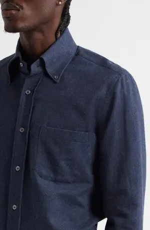 Thom Sweeney Cotton Flannel Button-down Shirt