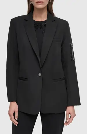 Dkny Cargo Sleeve Ponte Twill Blazer