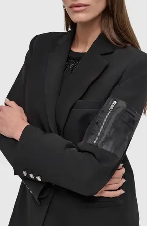 Dkny Cargo Sleeve Ponte Twill Blazer