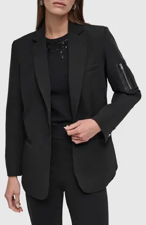 Dkny Cargo Sleeve Ponte Twill Blazer