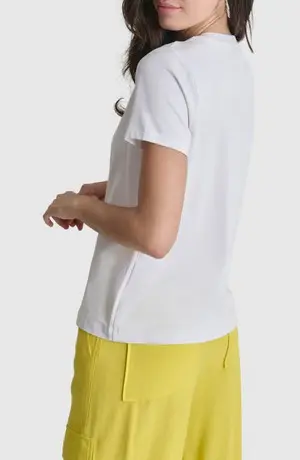 Dkny Neon Logo Cotton Graphic T-shirt - White