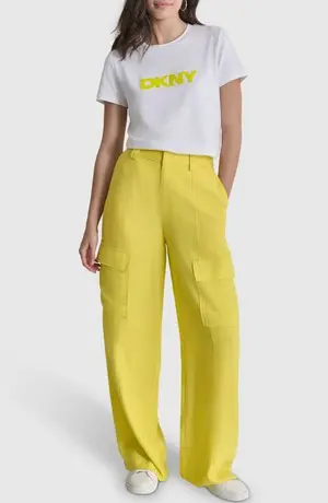 Dkny Neon Logo Cotton Graphic T-shirt - White