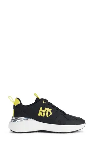 Dkny Zofi Platform Wedge Sneakers - Black/ Yellow