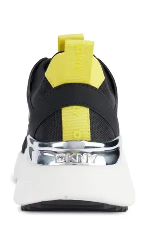 Dkny Zofi Platform Wedge Sneakers - Black/ Yellow