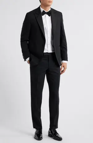 JACK VICTOR Elwood Contemporary Fit Wool Peak Lapel Tuxedo