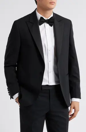 JACK VICTOR Elwood Contemporary Fit Wool Peak Lapel Tuxedo