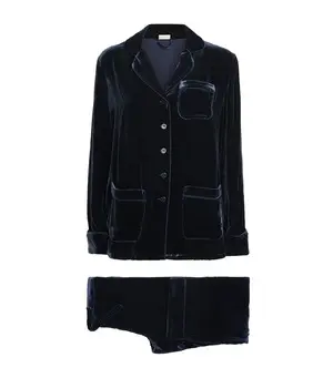 Olivia Von Halle Velvet Coco Pyjama Set Navy
