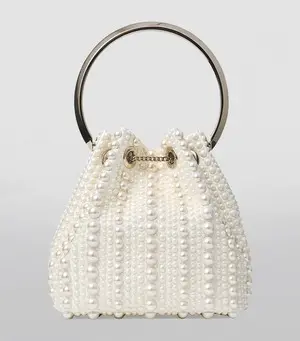 JIMMY CHOO Pearl Bon Bon Top-handle Bag - Ivory