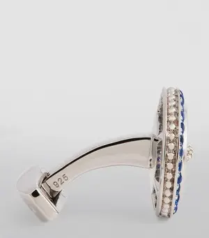 Tateossian Stainless Steel And Sapphire Button Cufflinks