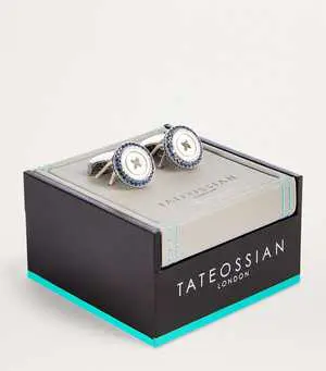 Tateossian Stainless Steel And Sapphire Button Cufflinks