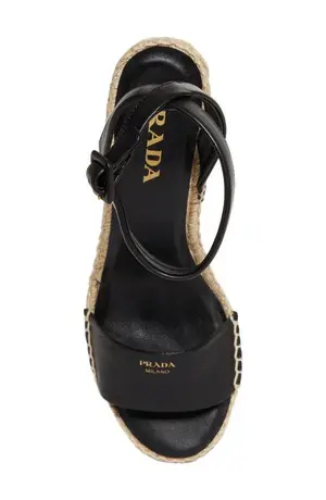 Prada Espadrille Wedge Sandal - Nero