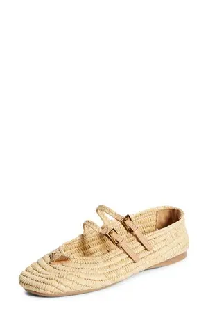 Prada Raffia Mary Jane Flat - Naturale