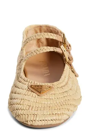 Prada Raffia Mary Jane Flat - Naturale
