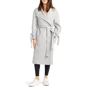 BELLE & BLOOM Head Over Heels Collarless Robe Coat - Grey Marle