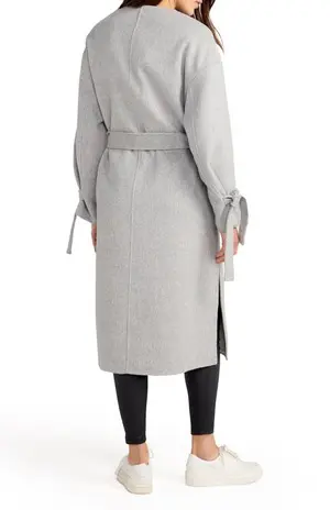BELLE & BLOOM Head Over Heels Collarless Robe Coat - Grey Marle