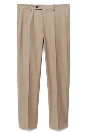 Mango MANGO Slim Fit Virgin Wool Trousers Medium Brown