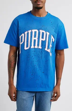 PURPLE BRAND Distressed Heavyweight Cotton Graphic T-shirt