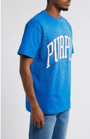PURPLE BRAND Distressed Heavyweight Cotton Graphic T-shirt