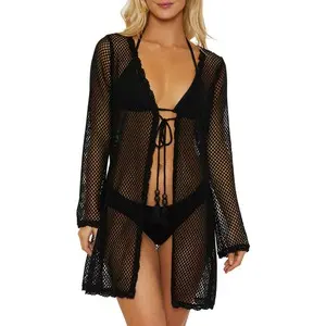 ISABELLA ROSE Amalfi Tie Front Cover-up - Black