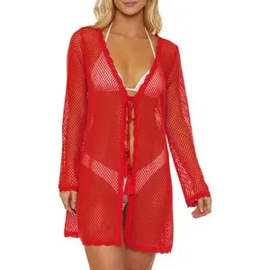 ISABELLA ROSE Amalfi Tie Front Cover-up - Crimson