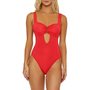 ISABELLA ROSE Belmore Pleated One-piece Swimsuit - Crimson