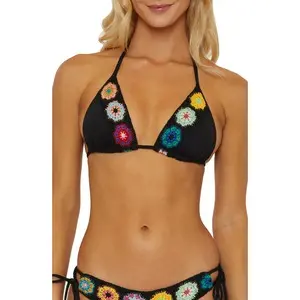 ISABELLA ROSE 1969 Halter Triangle Bikini Top - Black