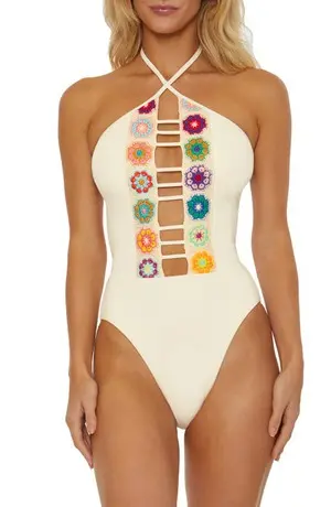 ISABELLA ROSE 1969 Maillot Halter One-piece Swimsuit - Natural