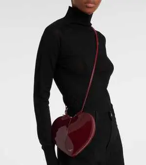 Alaïa Le Cour Patent Leather Heart Crossbody Bag - Burgundy