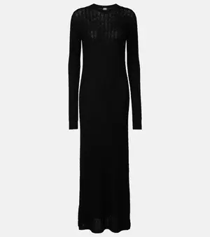 TOTEME Cable-knit Wool Maxi Dress - Black