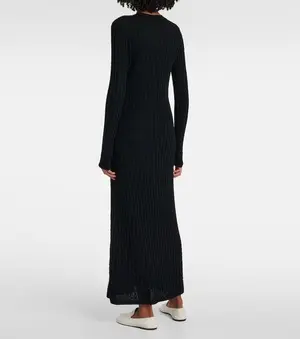 TOTEME Cable-knit Wool Maxi Dress - Black