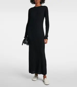 TOTEME Cable-knit Wool Maxi Dress - Black