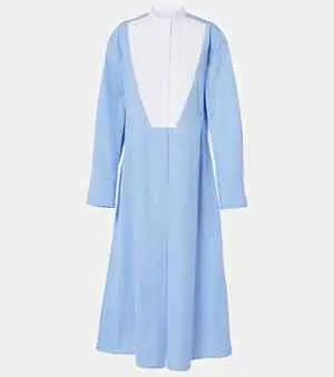 JIL SANDER Pinstripe Cotton Shirt Dress - Blue