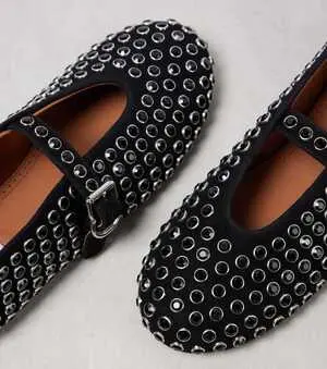 Alaïa Crystal-embellished Suede Ballet Flats - Black