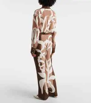 SIR. Portia Printed Wide-leg Pants - Brown